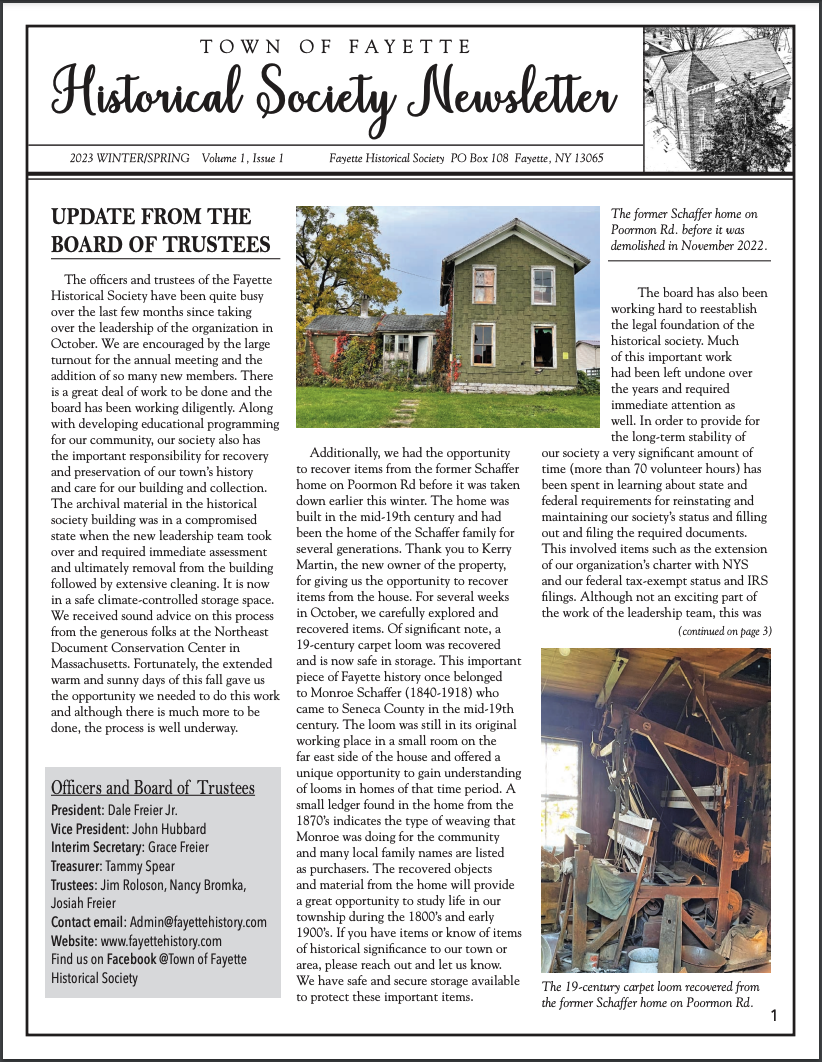 Fayette Historical Society Winter-Spring 2023 Newsletter ...